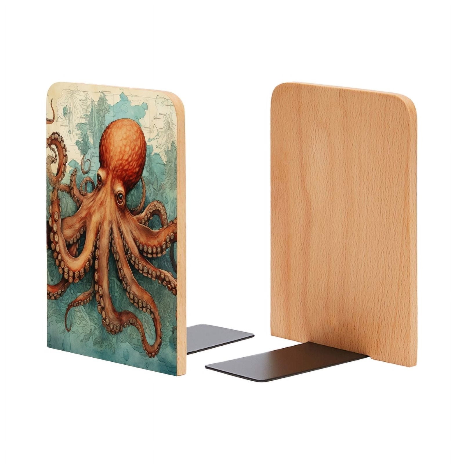 Bookends 1 Pair Non-Skid Bookend Wood Bookends for Shelves Book Stand ...