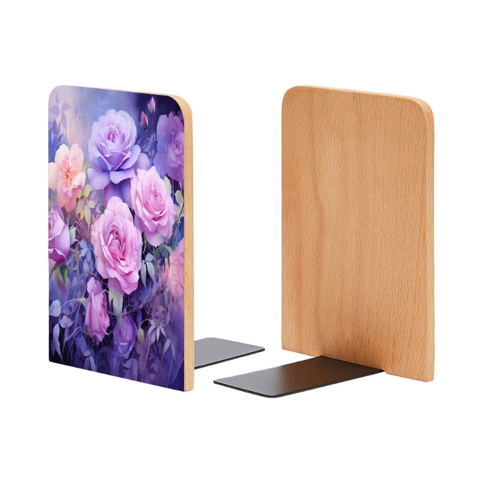 Bookends 1 Pair Non-Skid Bookend Wood Bookends for Shelves Book Stand ...