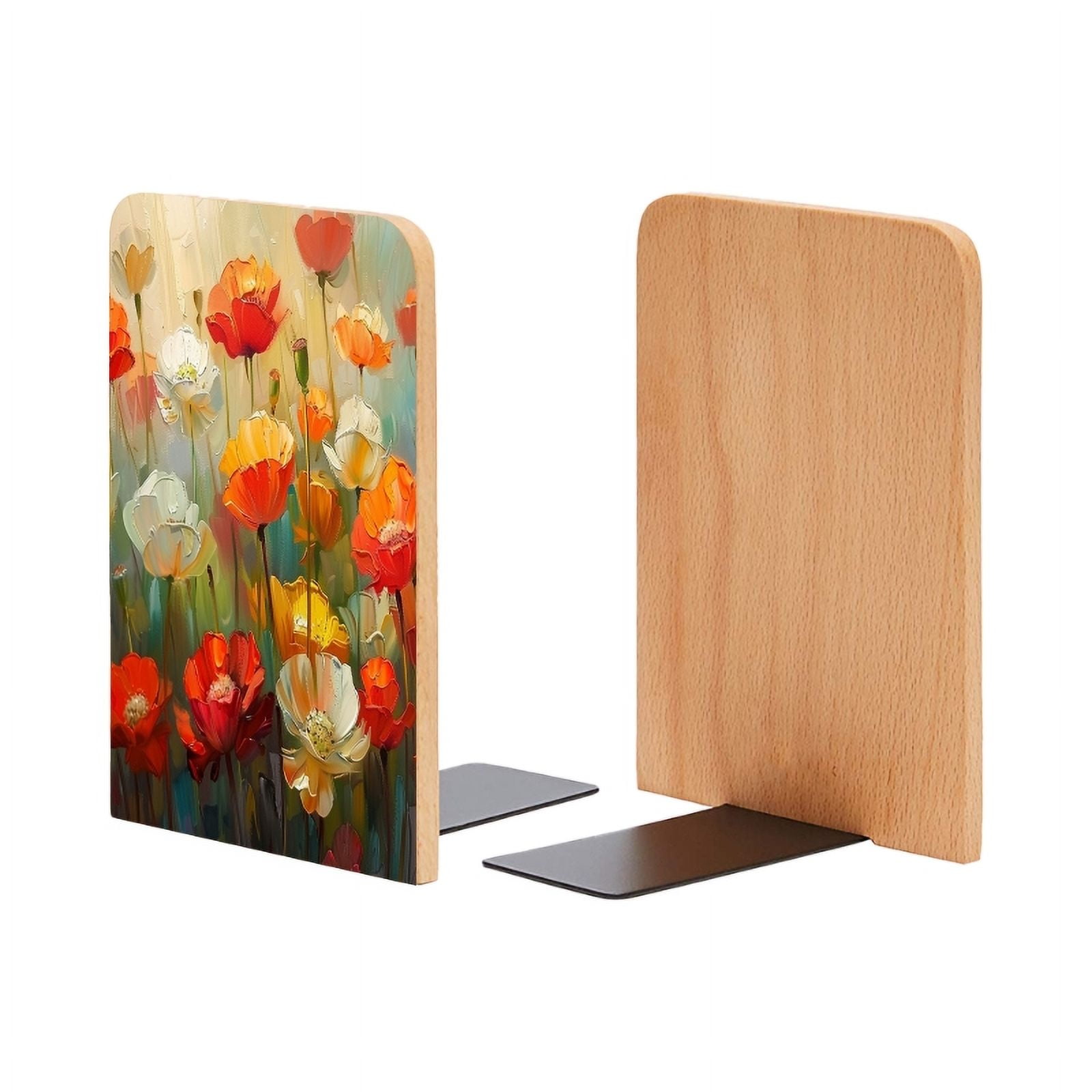 Bookends 1 Pair Non-Skid Bookend Wood Bookends for Shelves Book Stand ...