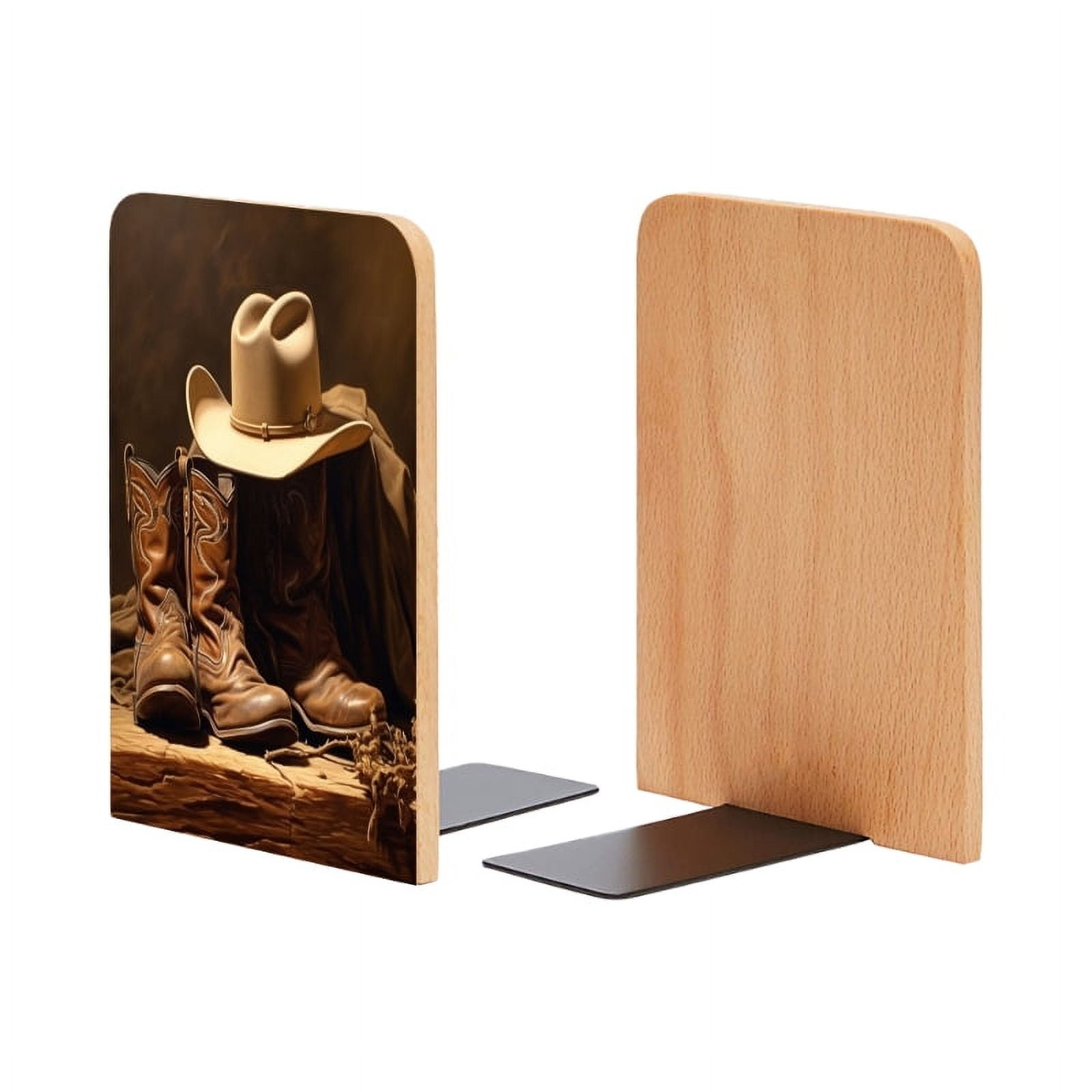 Bookends 1 Pair Non-Skid Bookend Wood Bookends for Shelves Book Stand ...