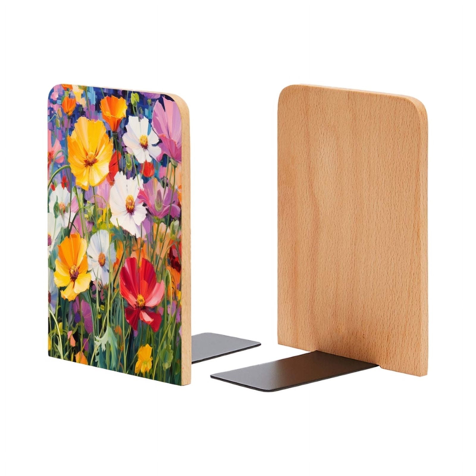 Bookends 1 Pair Non-Skid Bookend Wood Bookends for Shelves Book Stand ...