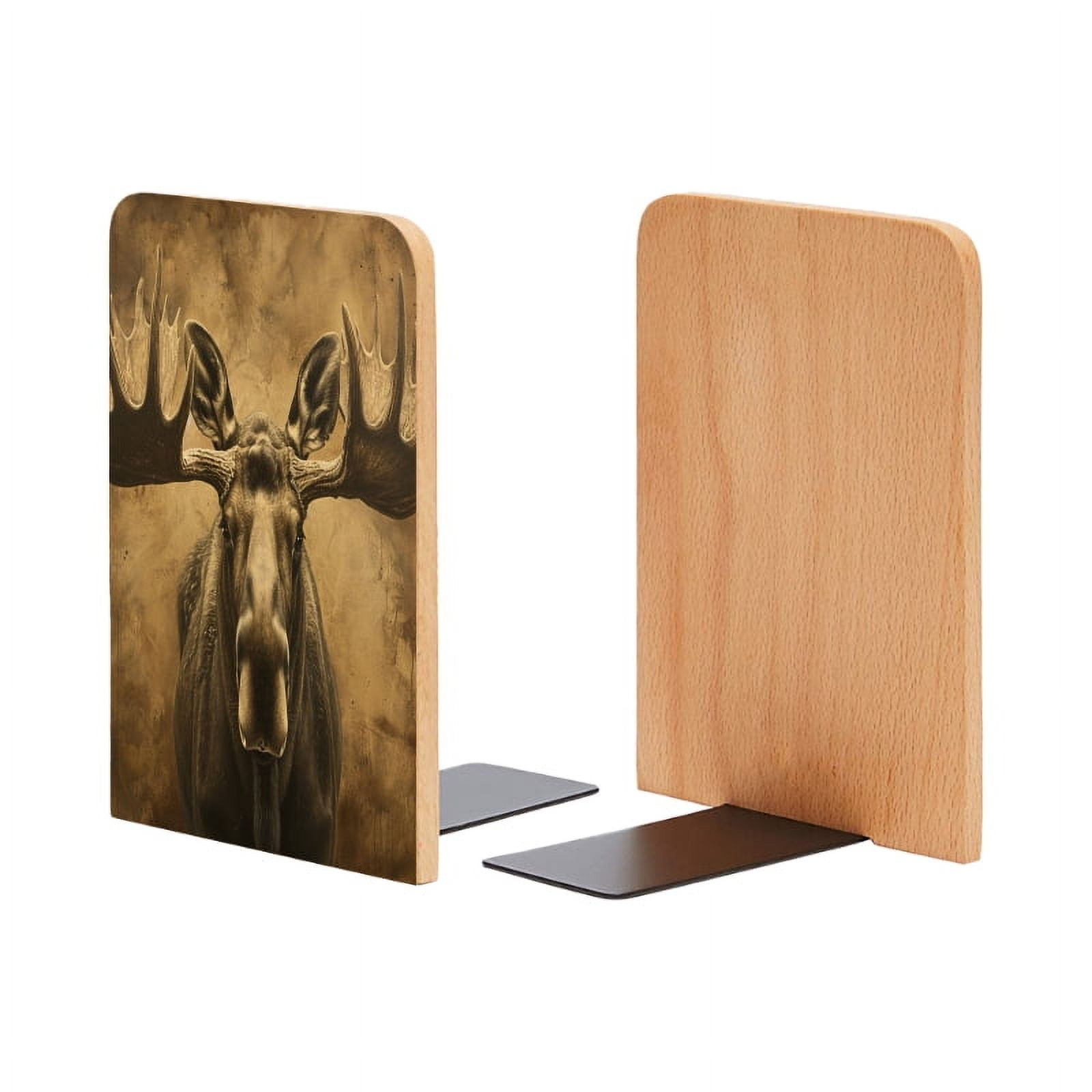 Bookends 1 Pair Non-Skid Bookend Wood Bookends for Shelves Book Stand ...