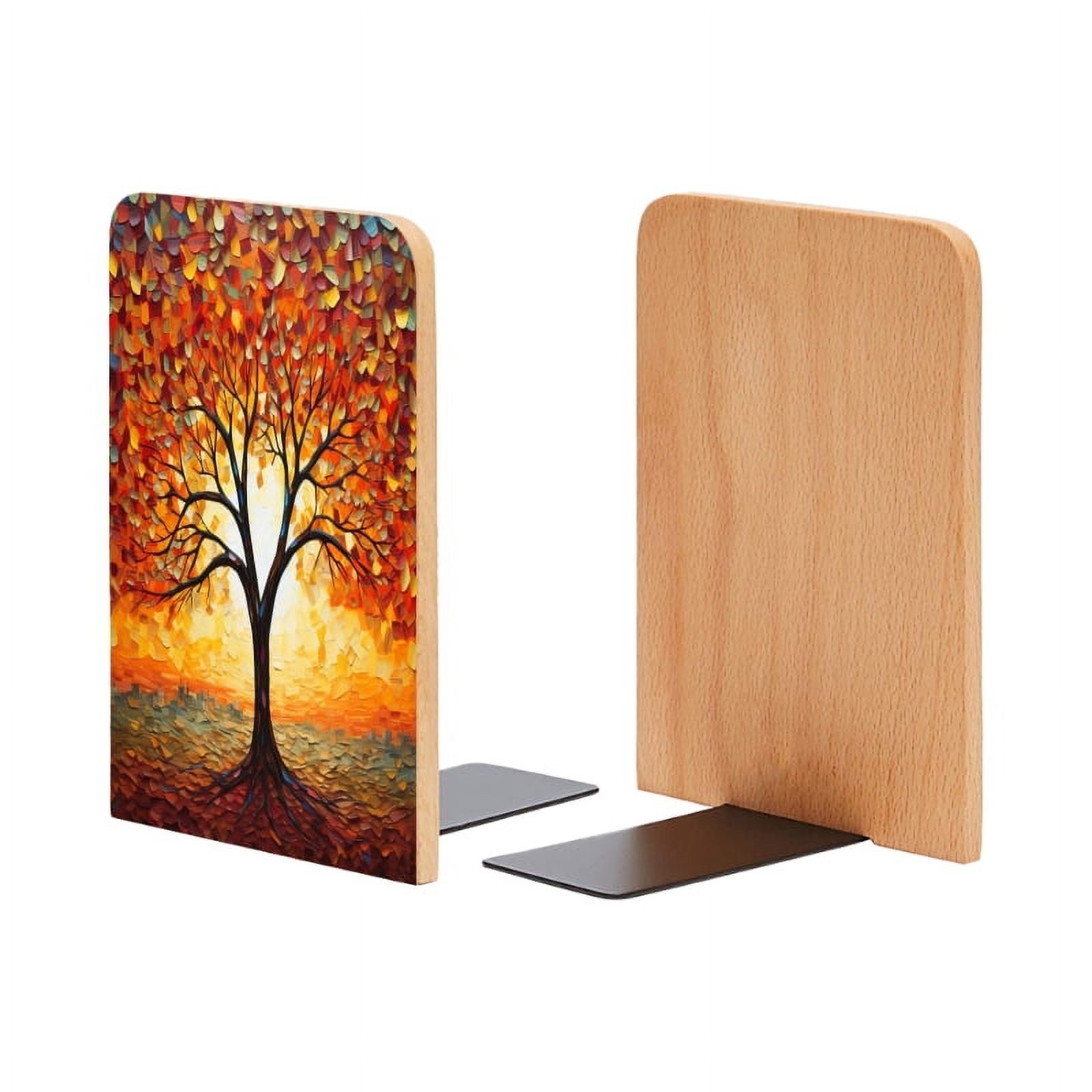 Bookends 1 Pair Non-Skid Bookend Wood Bookends for Shelves Book Stand ...