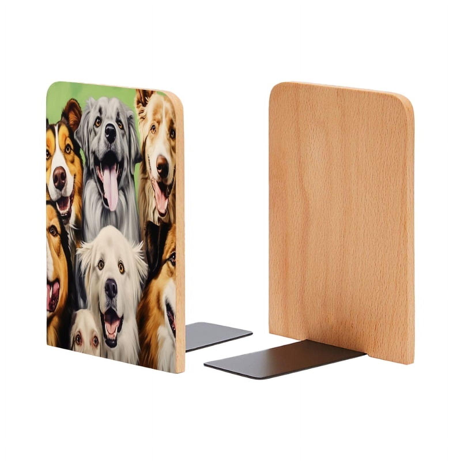 Bookends 1 Pair Non-Skid Bookend Wood Bookends for Shelves Book Stand ...