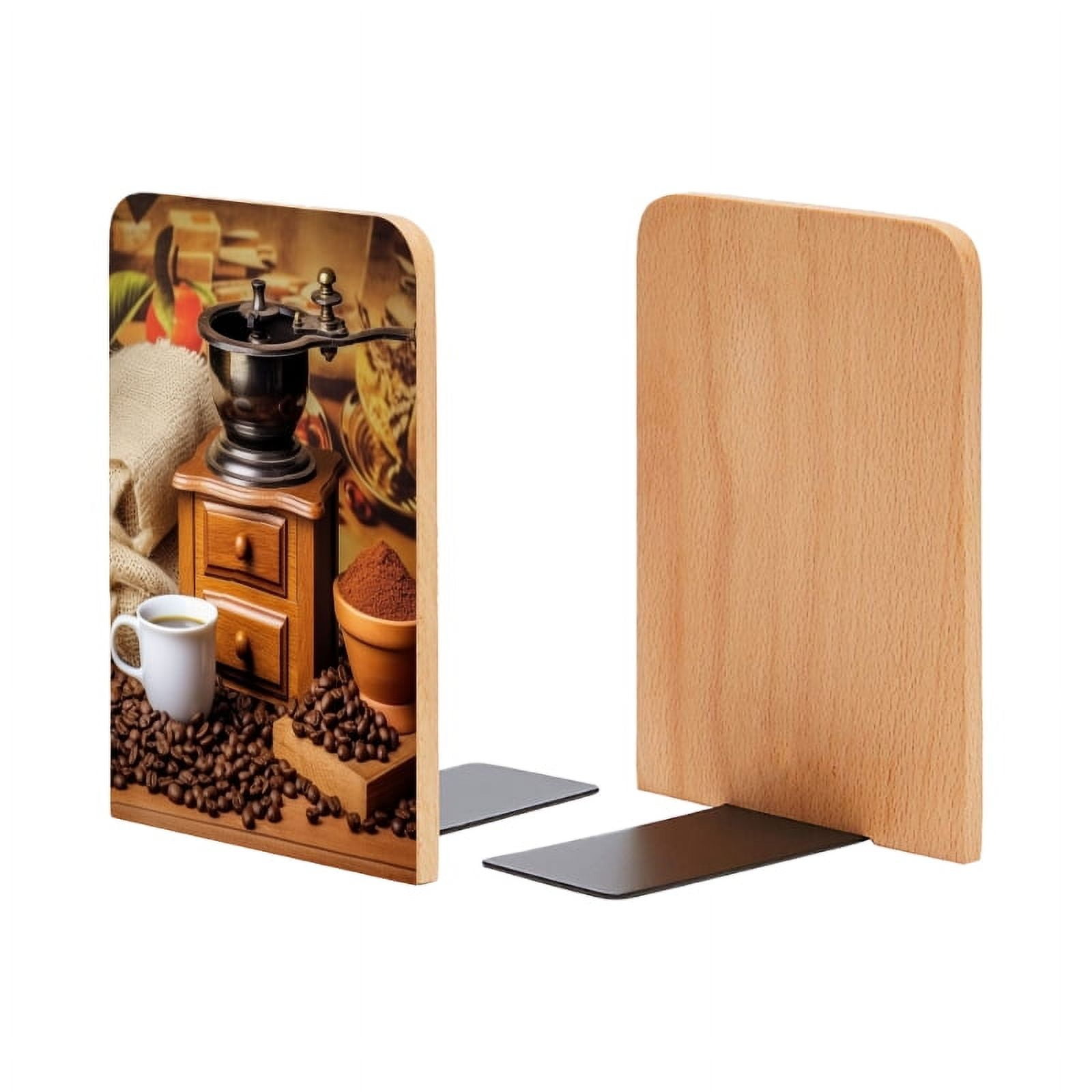Bookends 1 Pair Non-Skid Bookend Wood Bookends for Shelves Book Stand ...