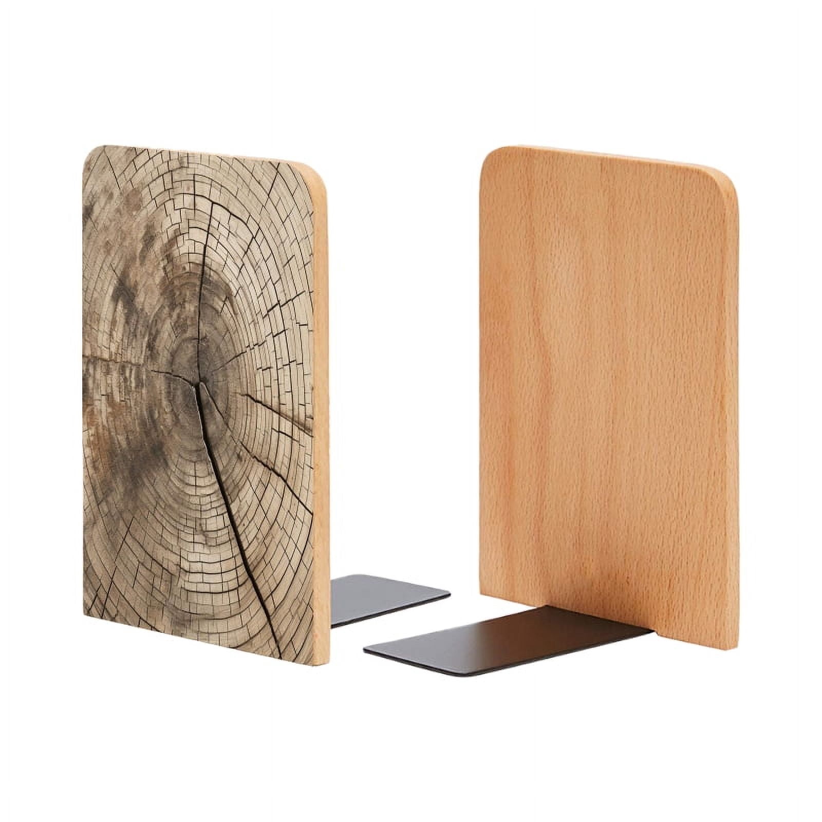 Bookends 1 Pair Non-Skid Bookend Wood Bookends for Shelves Book Stand ...