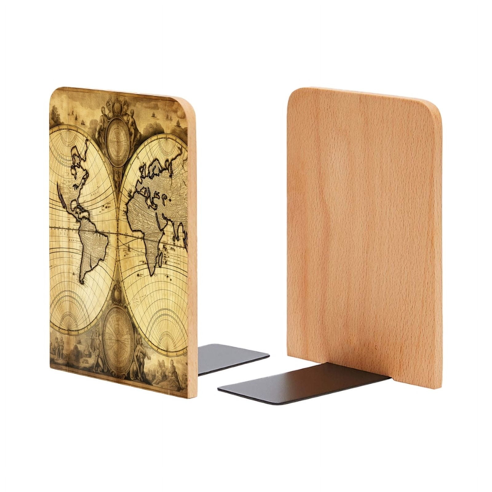 Bookends 1 Pair Non-Skid Bookend Wood Bookends for Shelves Book Stand ...