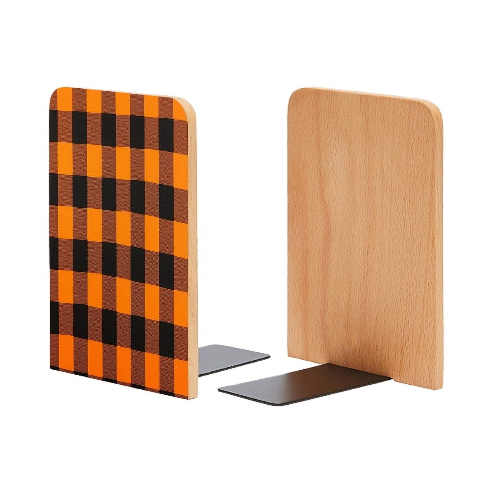 Bookends 1 Pair Non-Skid Bookend Wood Bookends for Shelves Book Stand ...