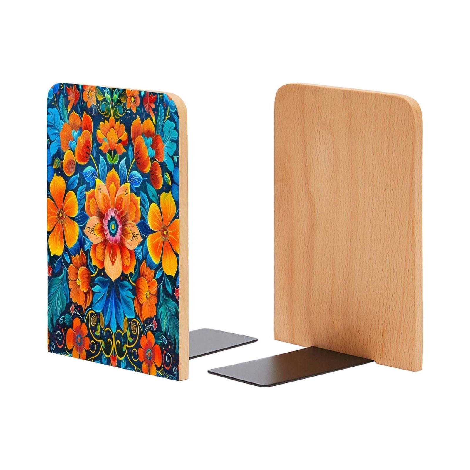 Bookends 1 Pair Non-Skid Bookend Wood Bookends for Shelves Book Stand ...