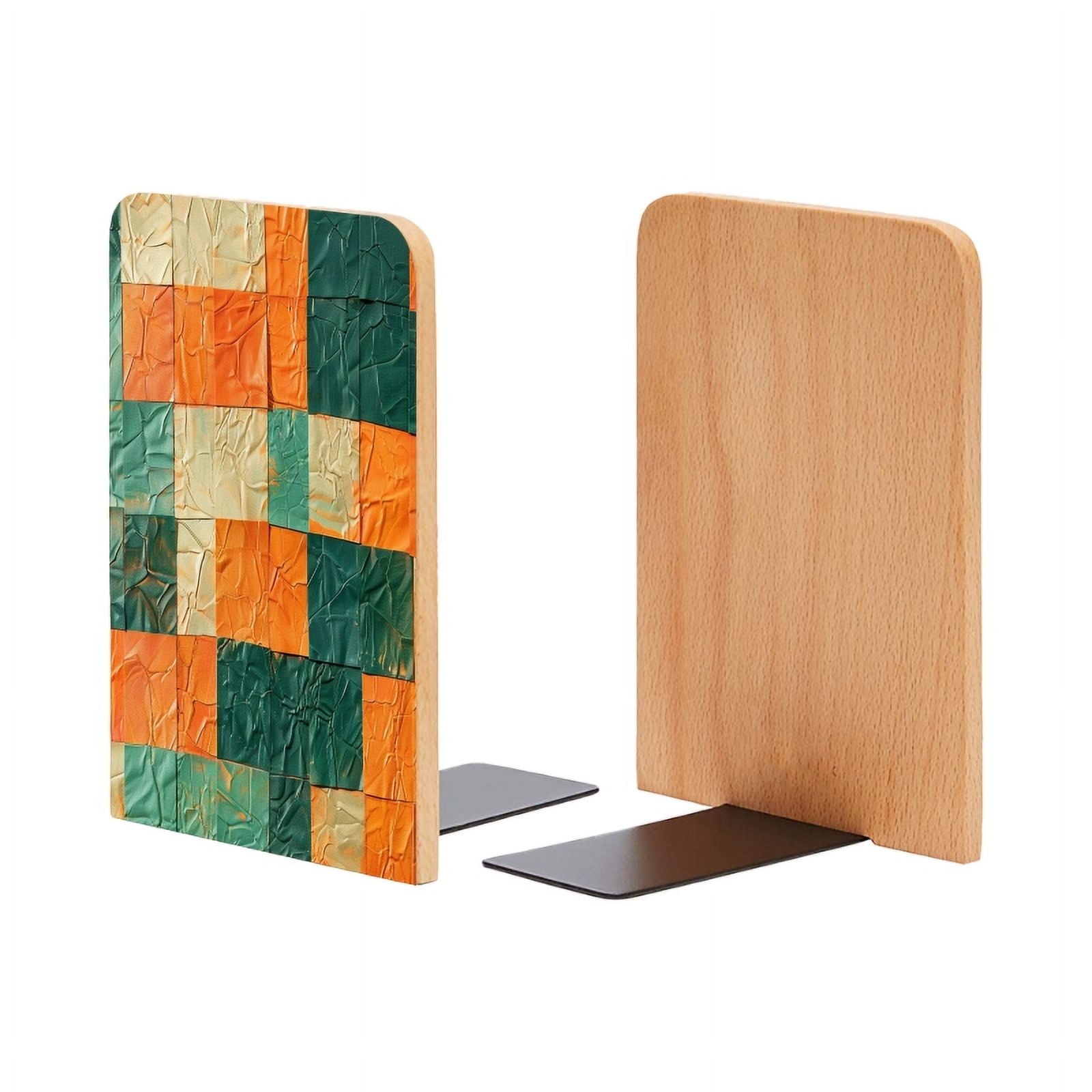 Bookends 1 Pair Non-Skid Bookend Wood Bookends for Shelves Book Stand ...