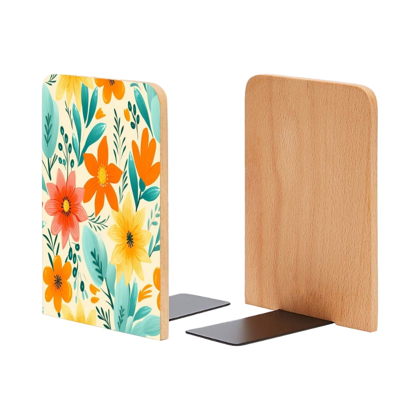 Bookends 1 Pair Non-Skid Bookend Wood Bookends for Shelves Book Stand ...