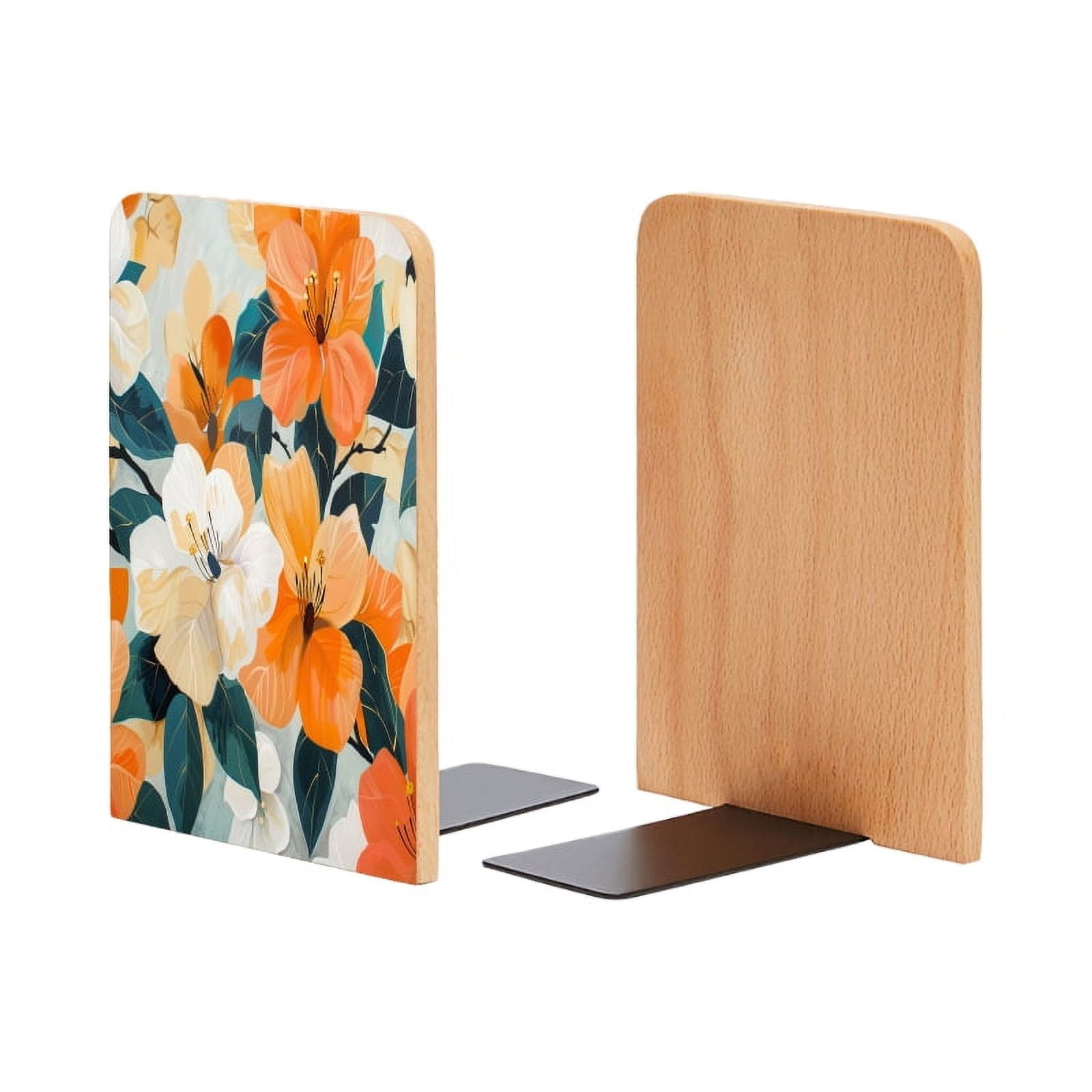 Bookends 1 Pair Non-Skid Bookend Wood Bookends for Shelves Book Stand ...