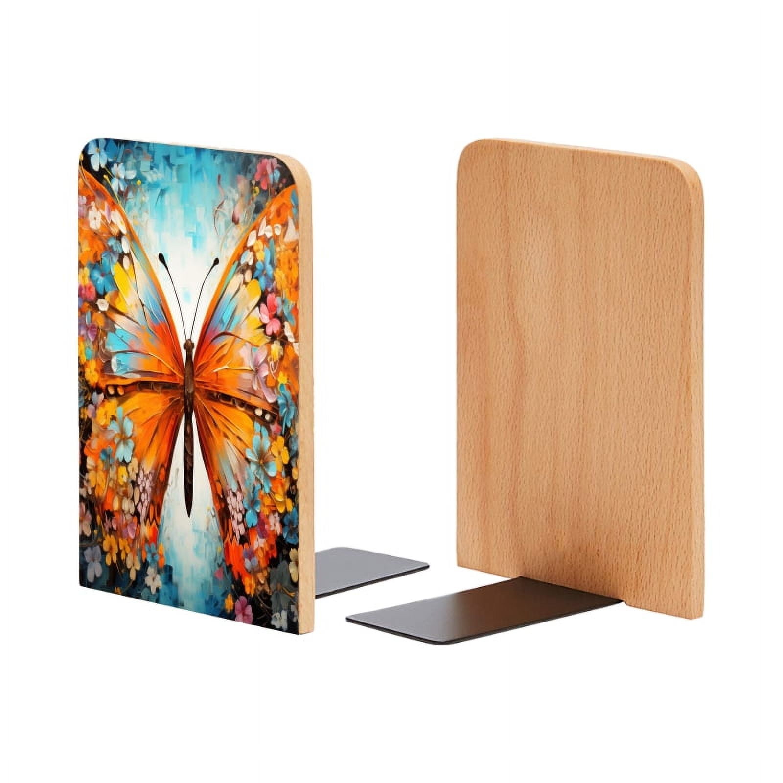 Bookends 1 Pair Non-Skid Bookend Wood Bookends for Shelves Book Stand ...
