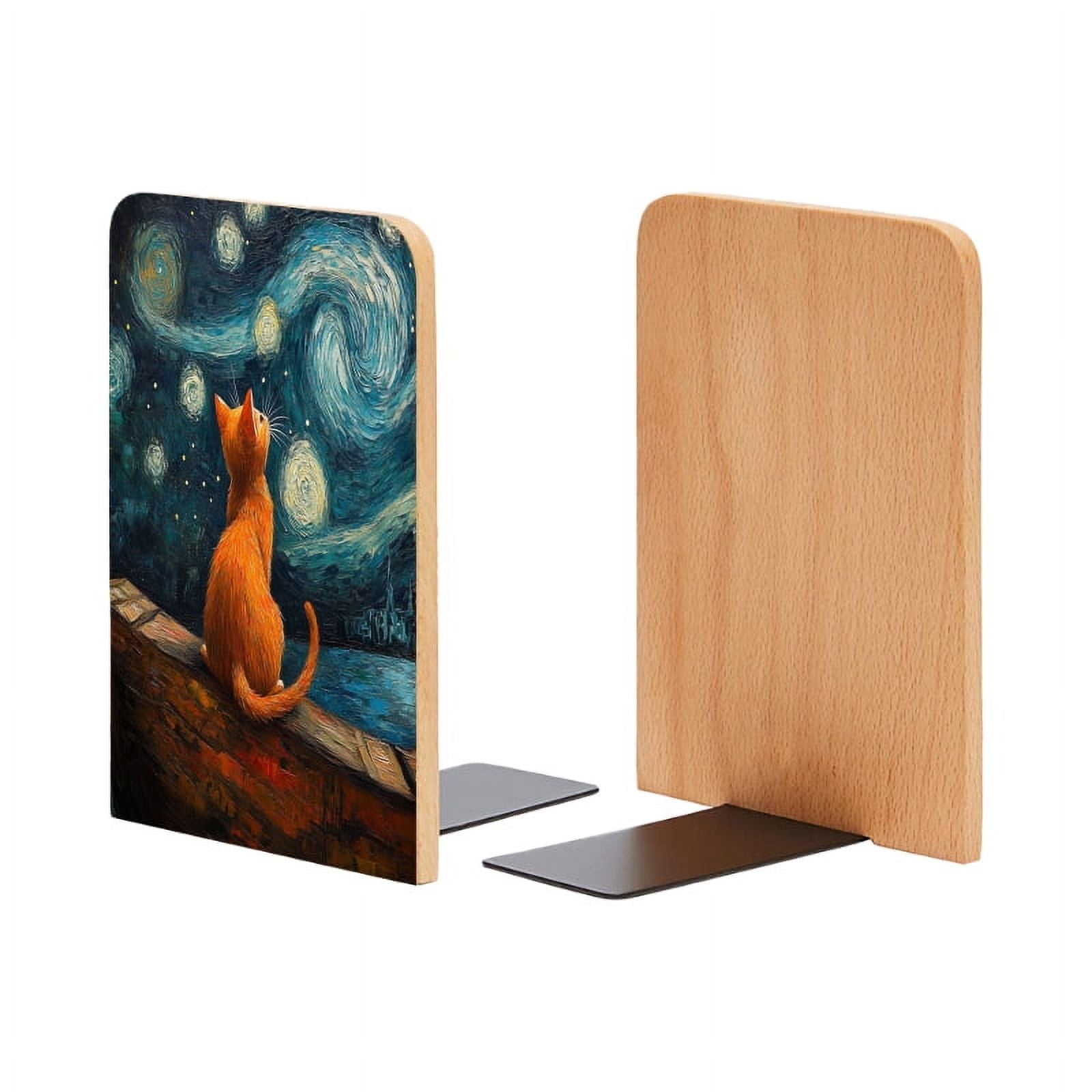 Bookends 1 Pair Non-Skid Bookend Wood Bookends for Shelves Book Stand ...