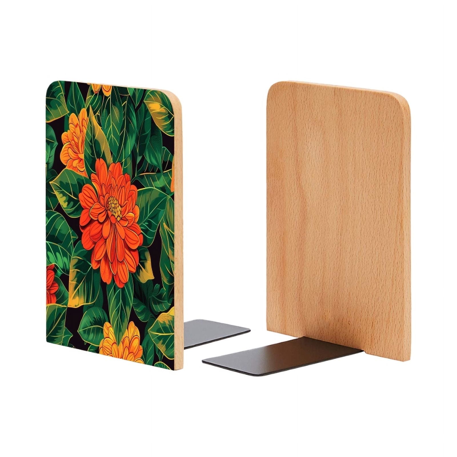 Bookends 1 Pair Non-Skid Bookend Wood Bookends for Shelves Book Stand ...