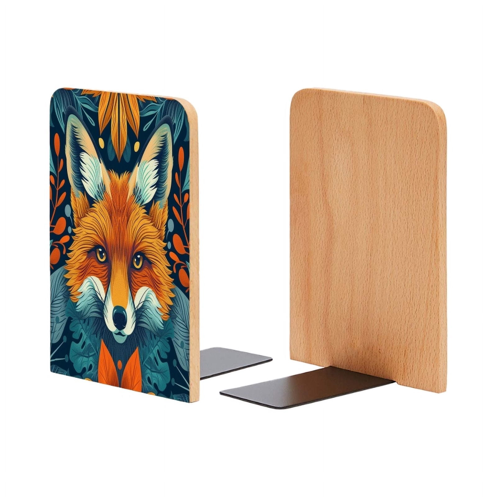 Bookends 1 Pair Non-Skid Bookend Wood Bookends for Shelves Book Stand ...