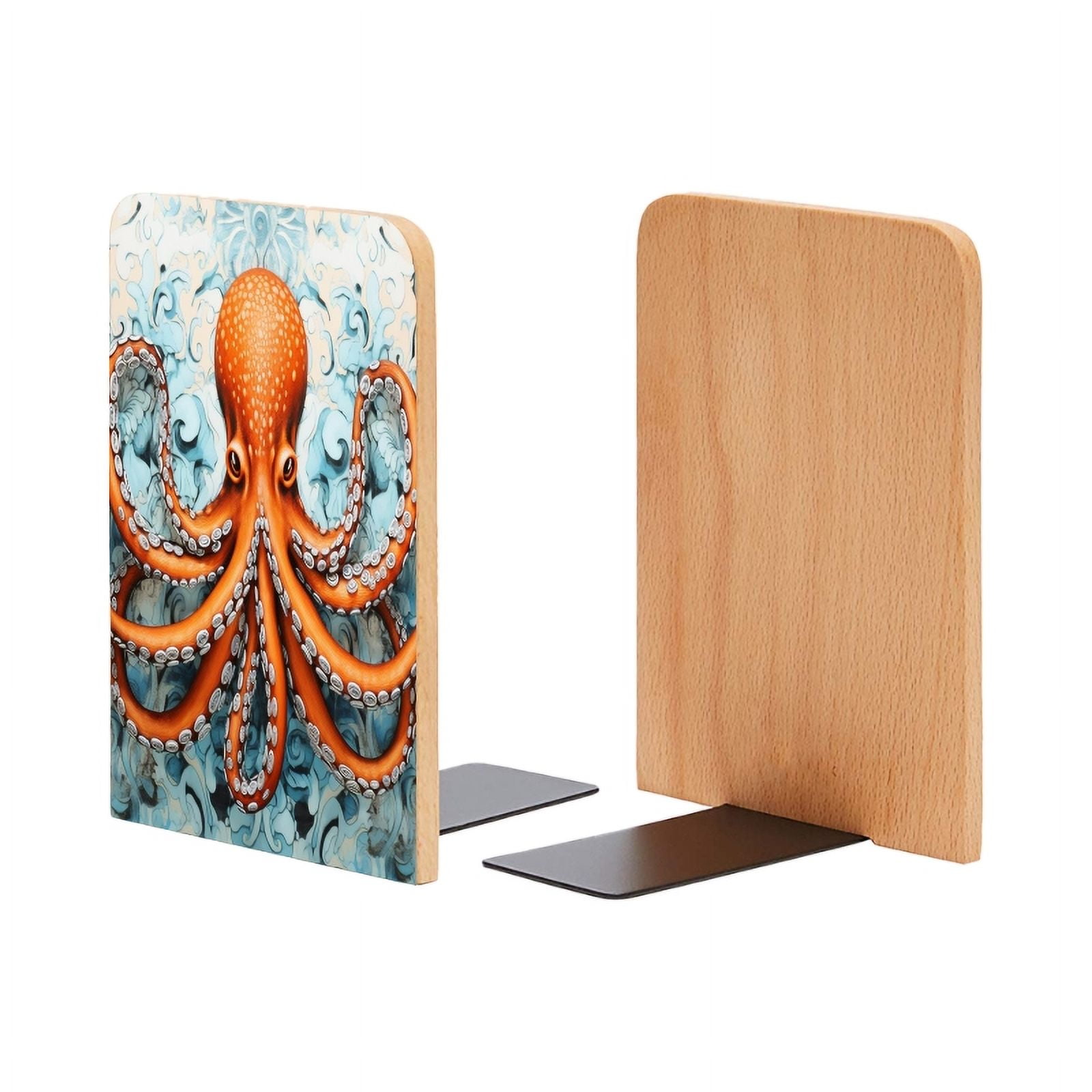 Bookends 1 Pair Non-Skid Bookend Wood Bookends for Shelves Book Stand ...