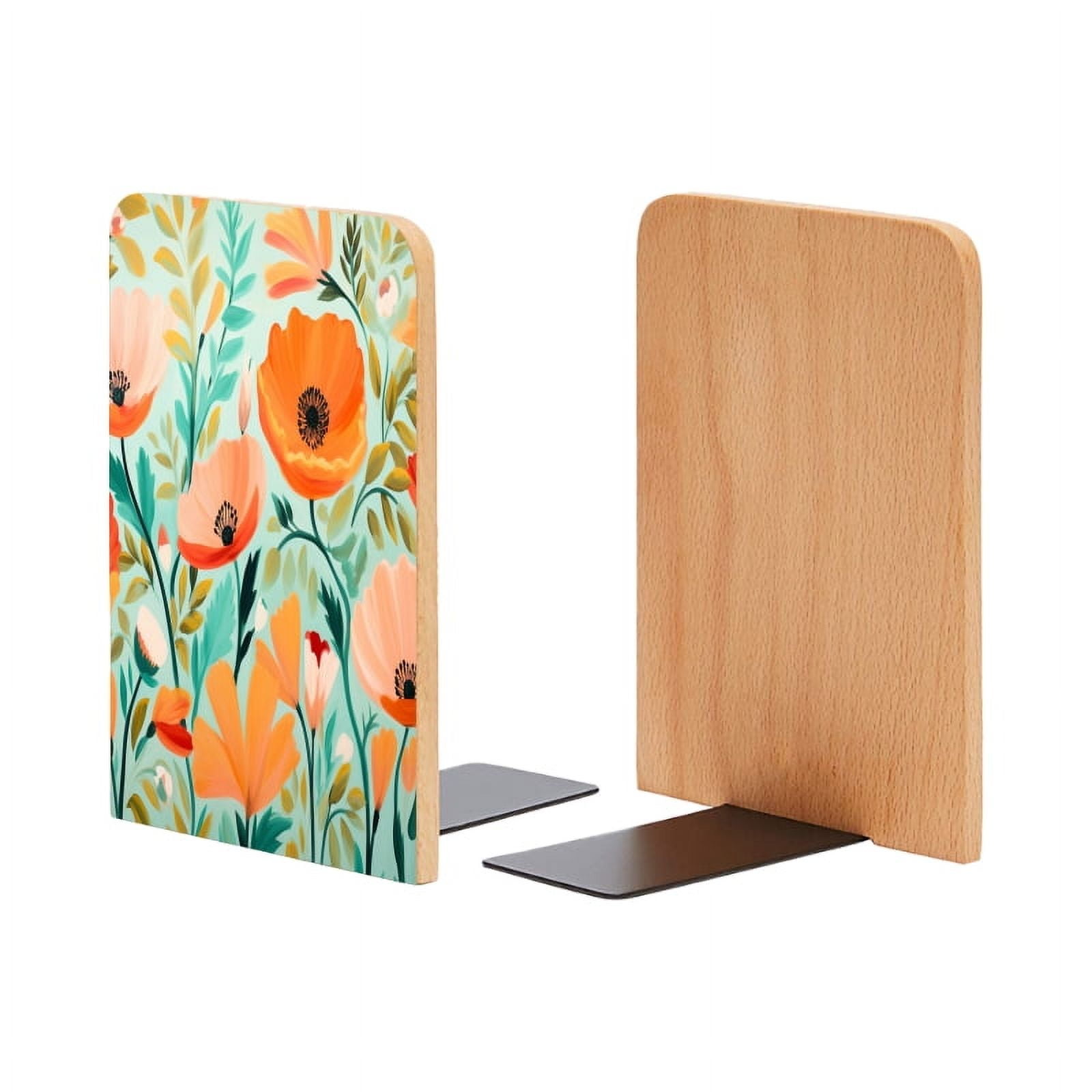 Bookends 1 Pair Non-Skid Bookend Wood Bookends for Shelves Book Stand ...