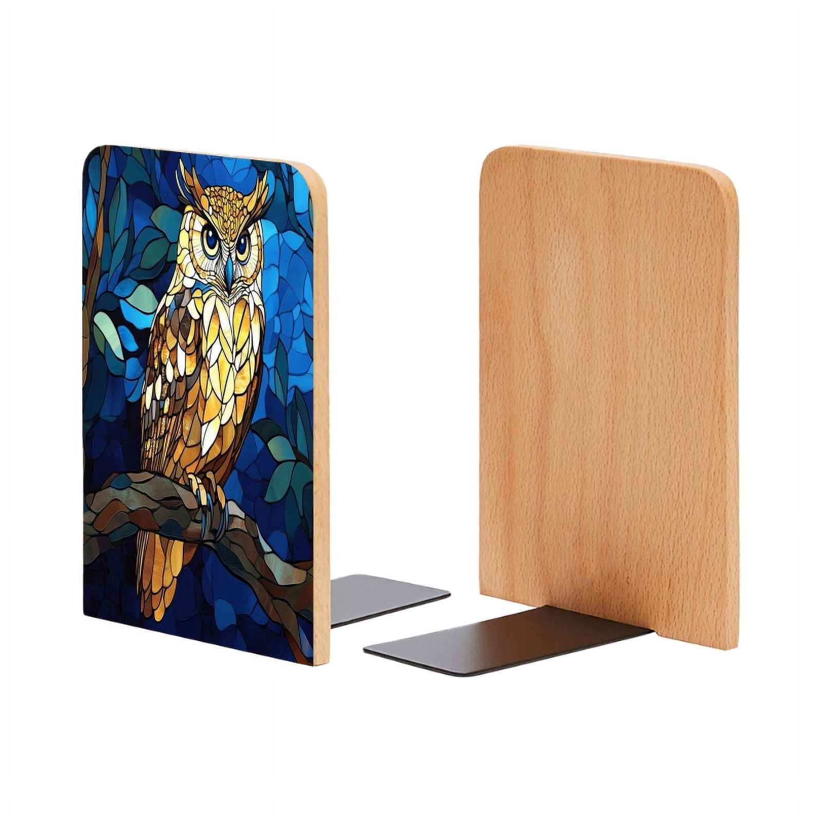 Bookends 1 Pair Non-Skid Bookend Wood Bookends for Shelves Book Stand ...