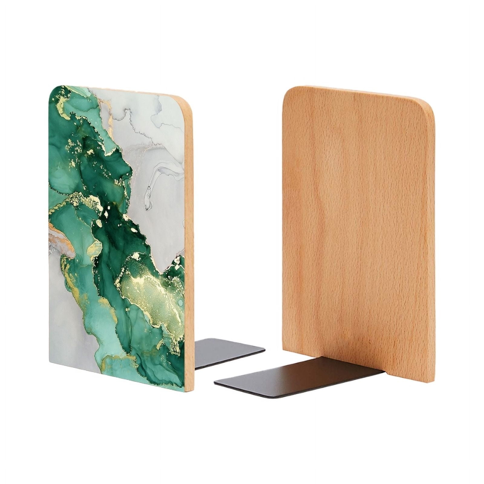 Bookends 1 Pair Non-Skid Bookend Wood Bookends for Shelves Book Stand ...