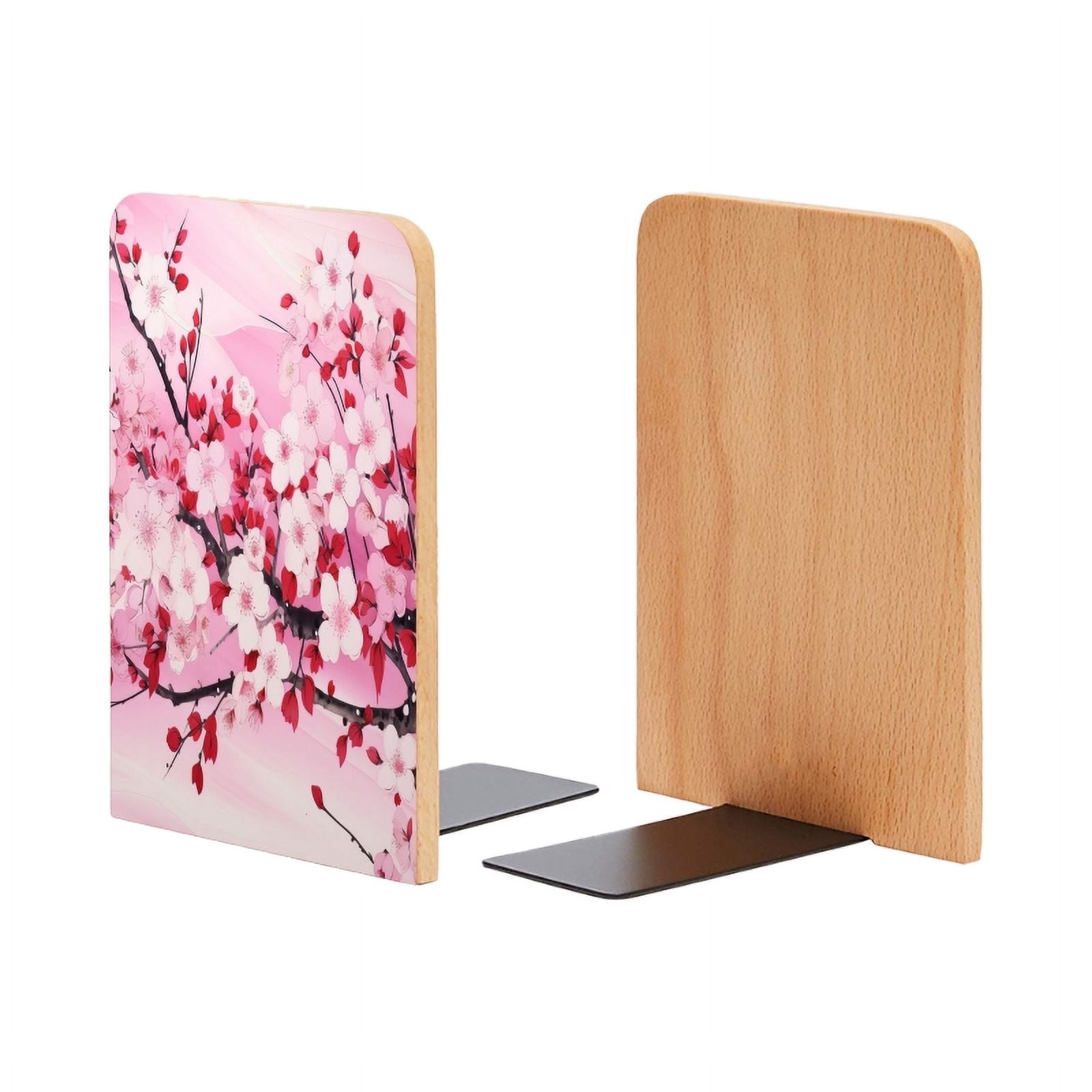 Bookends 1 Pair Non-Skid Bookend Wood Bookends for Shelves Book Stand ...