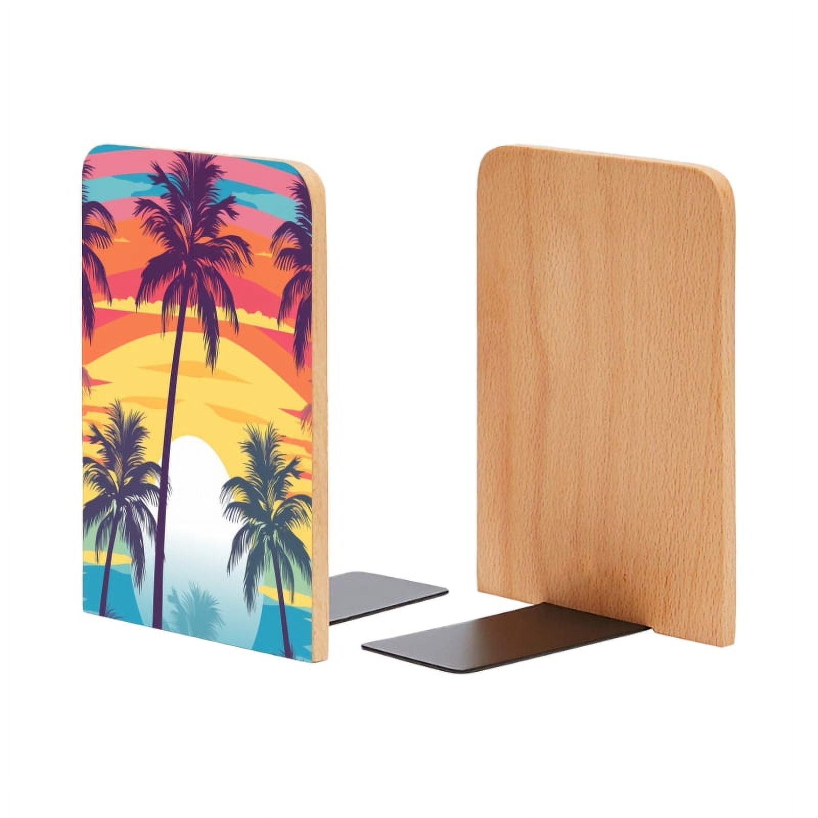 Bookends 1 Pair Non-Skid Bookend Wood Bookends for Shelves Book Stand ...