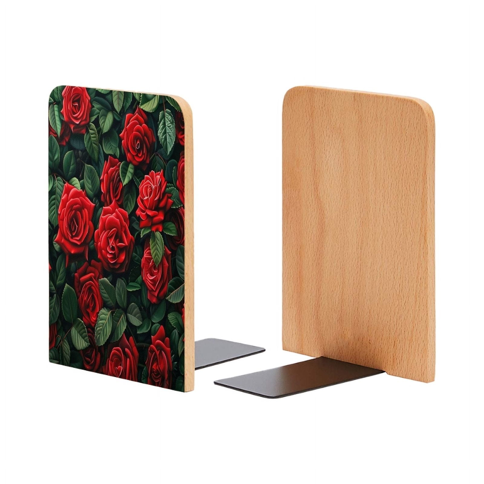 Bookends 1 Pair Non-Skid Bookend Wood Bookends for Shelves Book Stand ...