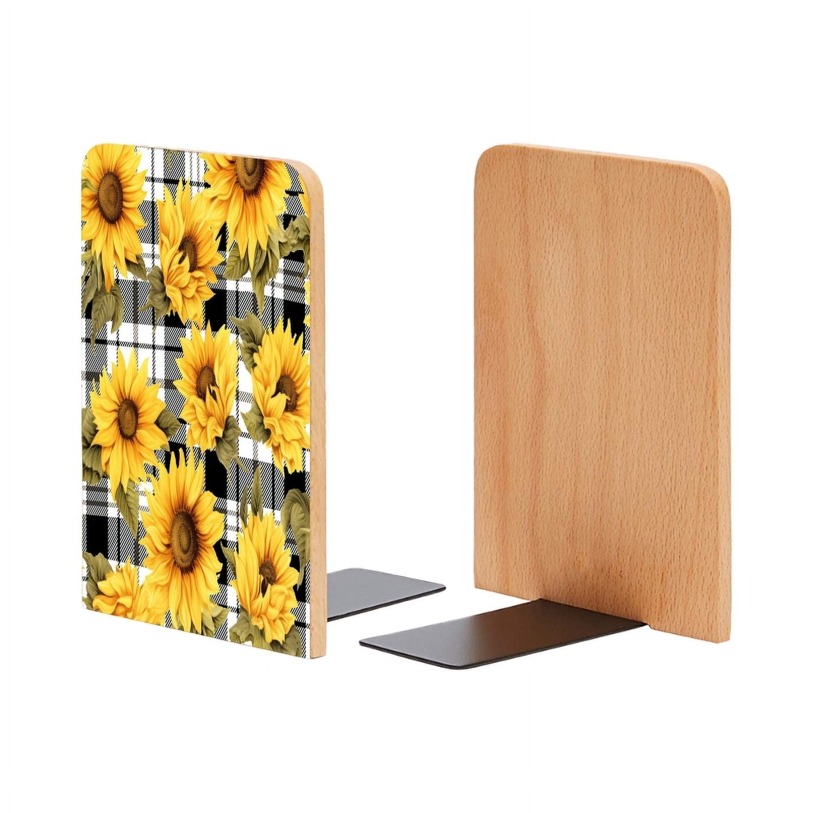 Bookends 1 Pair Non-Skid Bookend Wood Bookends for Shelves Book Stand ...