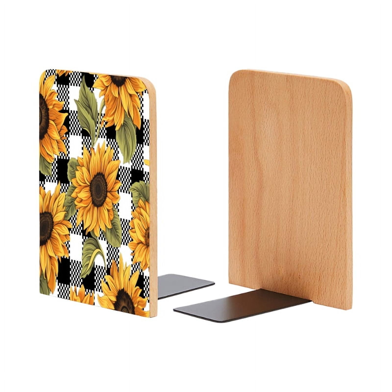 Bookends 1 Pair Non-Skid Bookend Wood Bookends for Shelves Book Stand ...