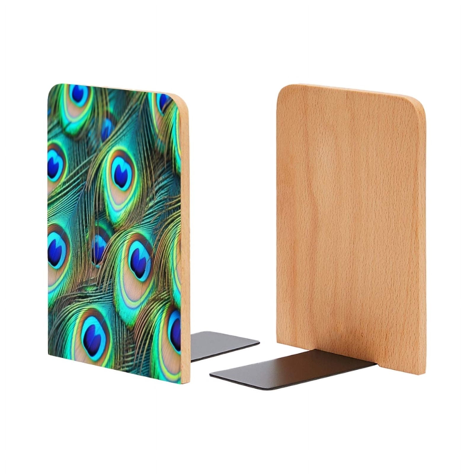 Bookends 1 Pair Non-Skid Bookend Wood Bookends for Shelves Book Stand ...