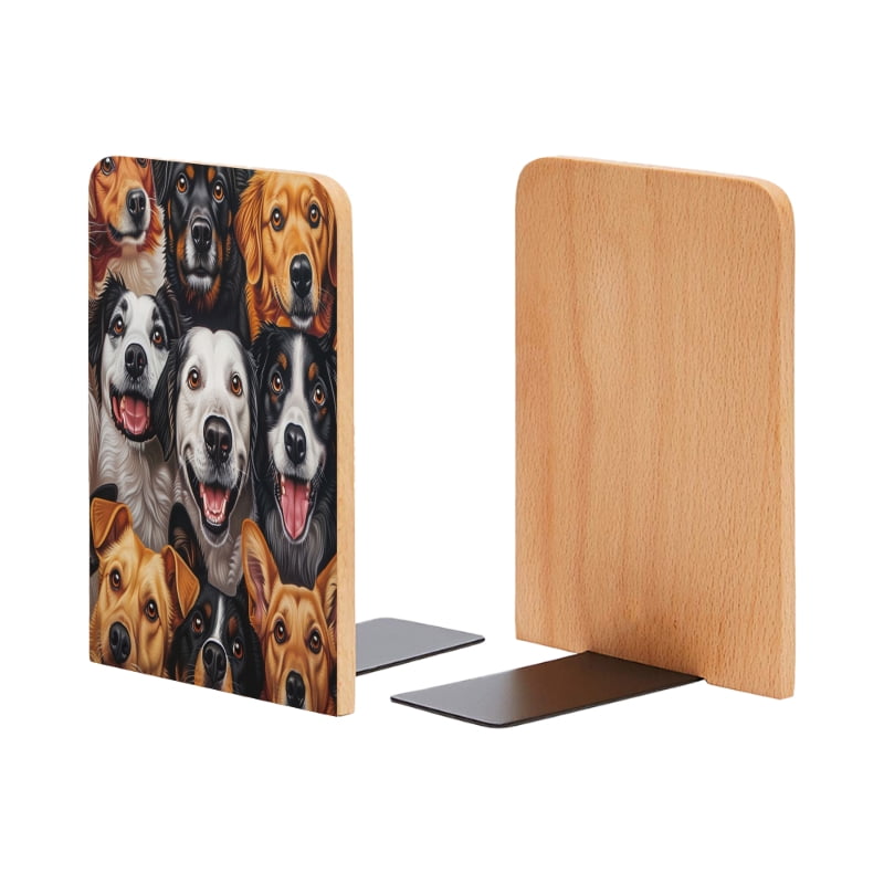 Bookends 1 Pair Non-Skid Bookend Wood Bookends for Shelves Book Stand ...