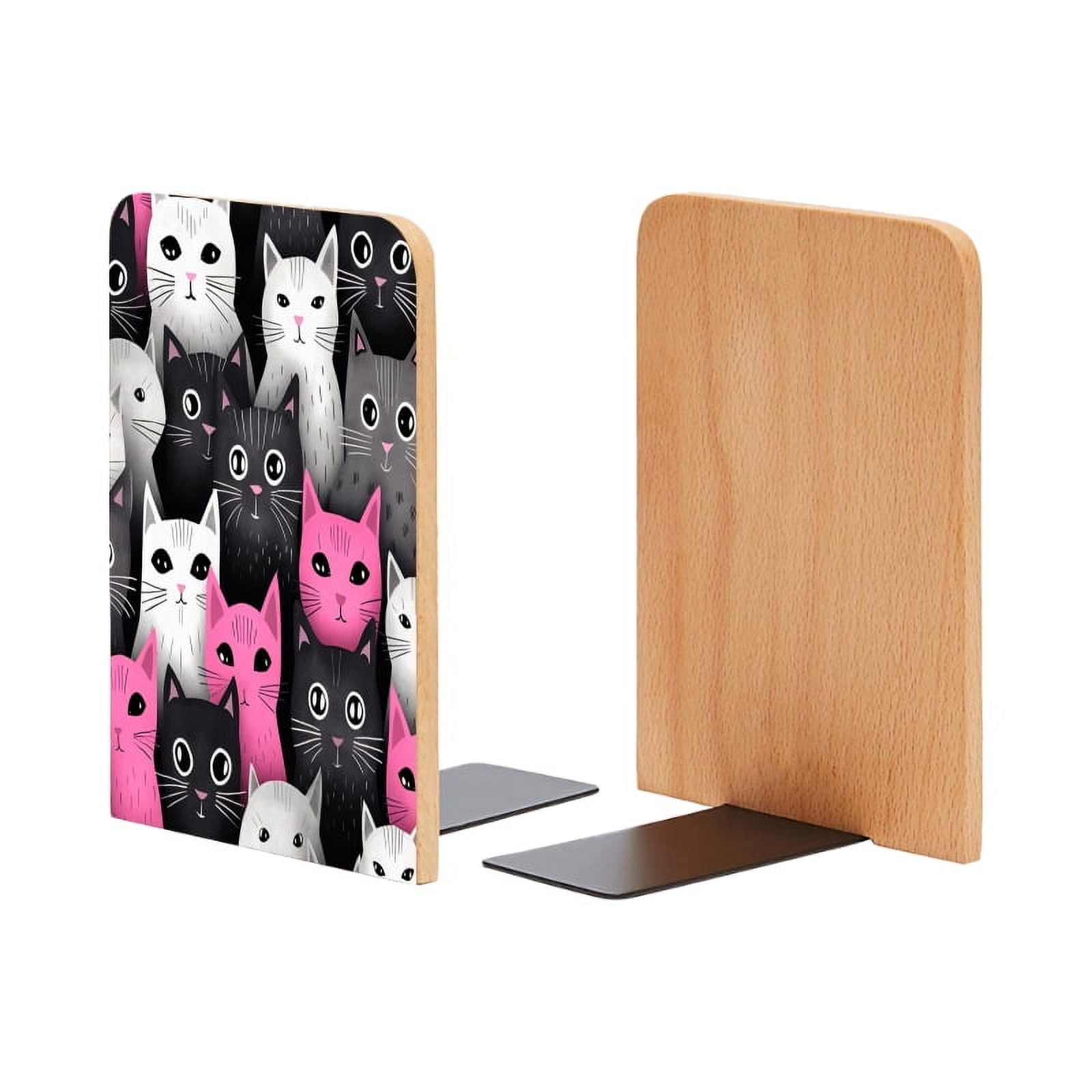 Bookends 1 Pair Non-Skid Bookend Wood Bookends for Shelves Book Stand ...