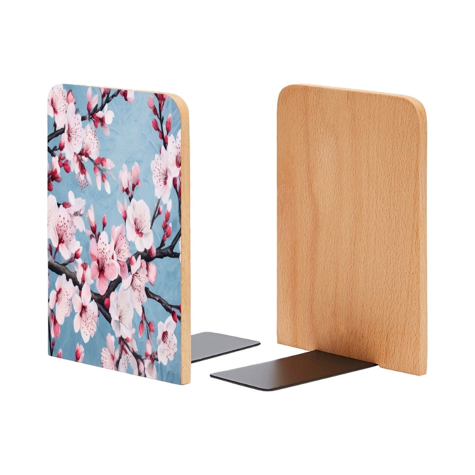 Bookends 1 Pair Non-Skid Bookend Wood Bookends for Shelves Book Stand ...