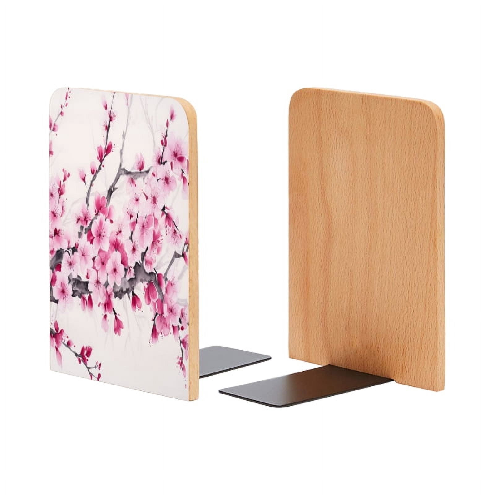 Bookends 1 Pair Non-Skid Bookend Wood Bookends for Shelves Book Stand ...