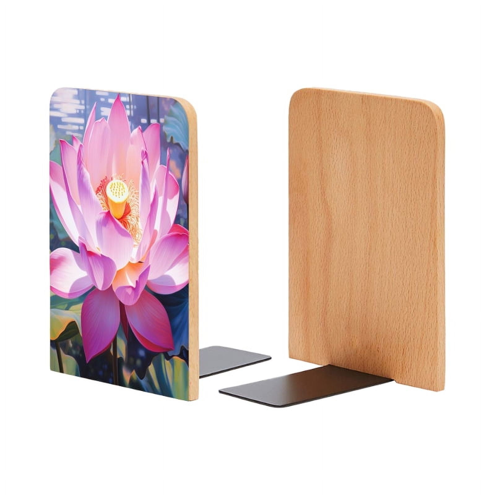 Bookends 1 Pair Non-Skid Bookend Wood Bookends for Shelves Book Stand ...