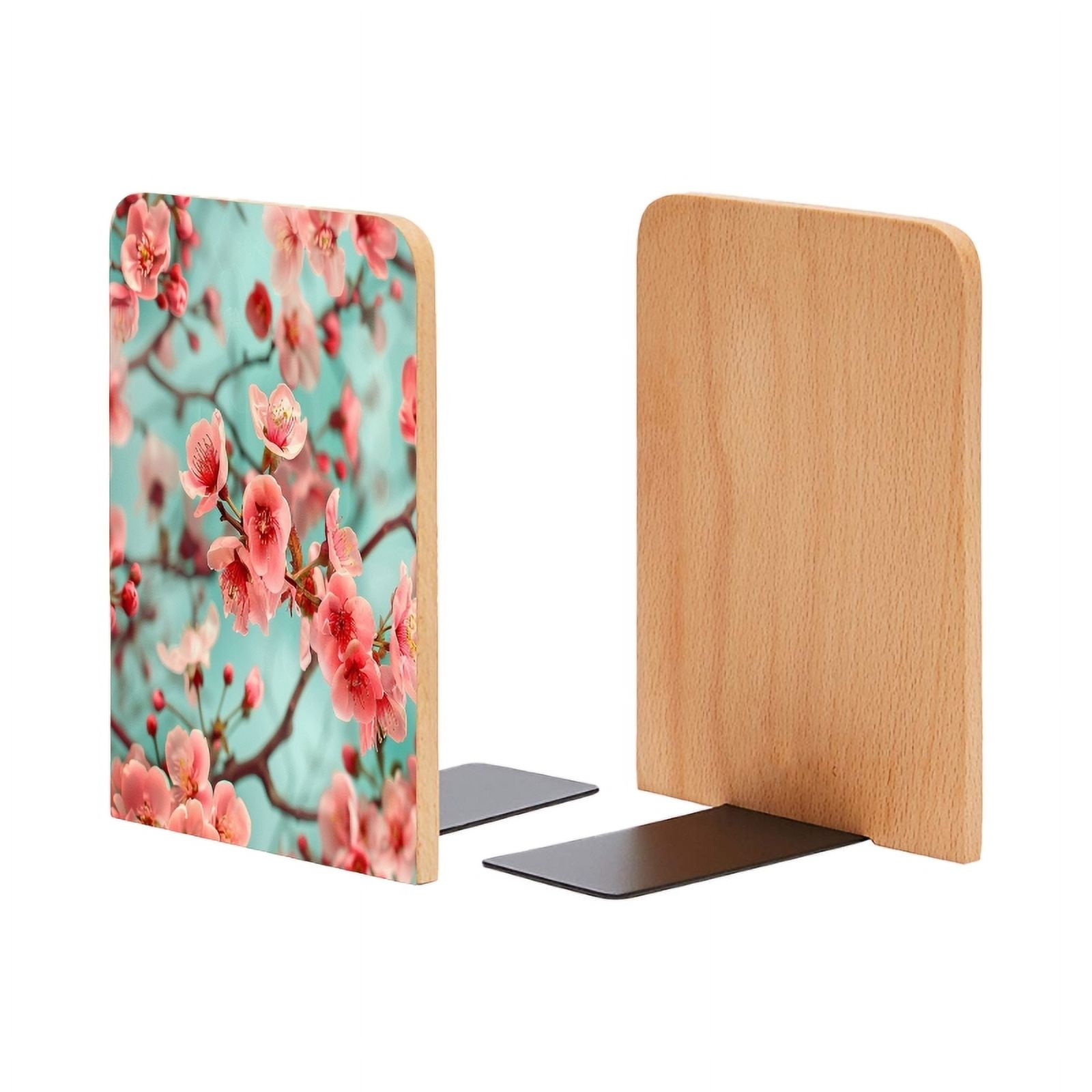 Bookends 1 Pair Non-Skid Bookend Wood Bookends for Shelves Book Stand ...