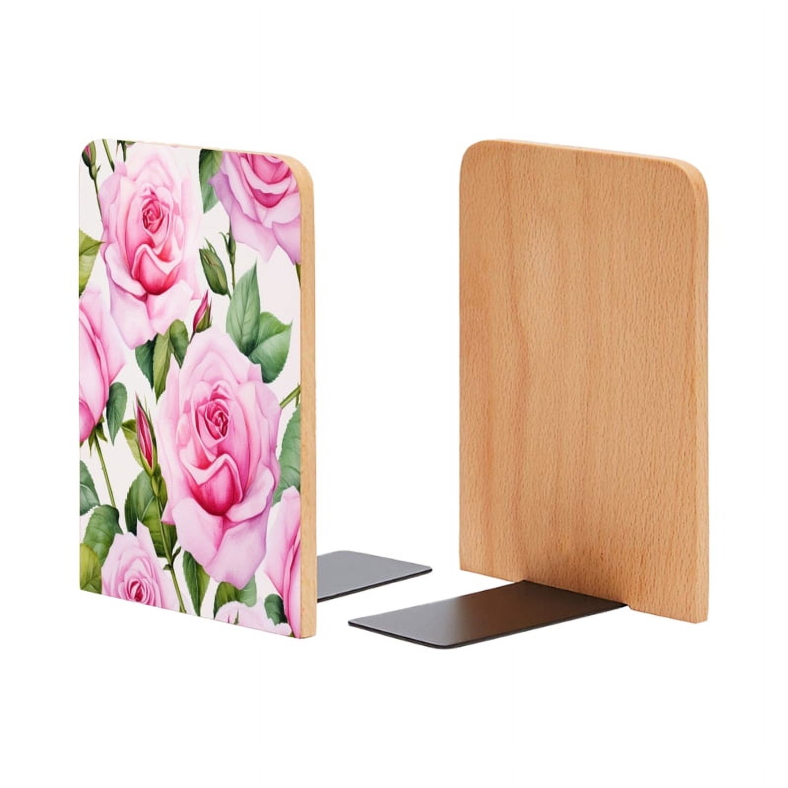 Bookends 1 Pair Non-Skid Bookend Wood Bookends for Shelves Book Stand ...