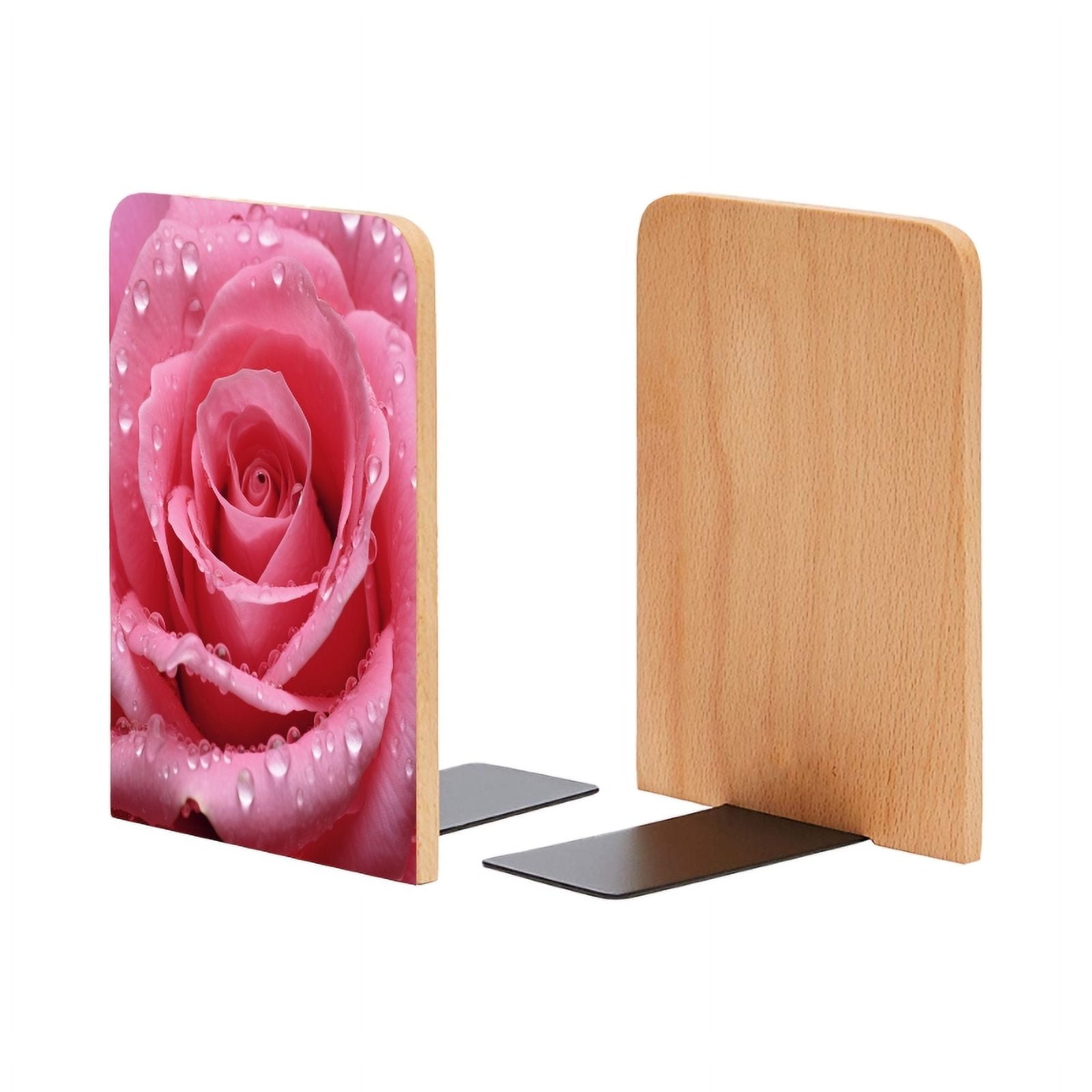 Bookends 1 Pair Non-Skid Bookend Wood Bookends for Shelves Book Stand ...