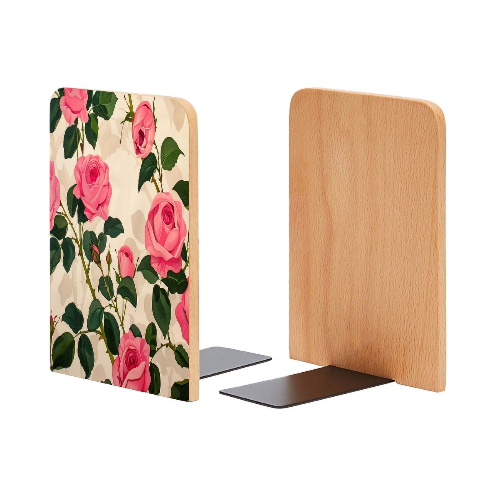 Bookends 1 Pair Non-Skid Bookend Wood Bookends for Shelves Book Stand ...