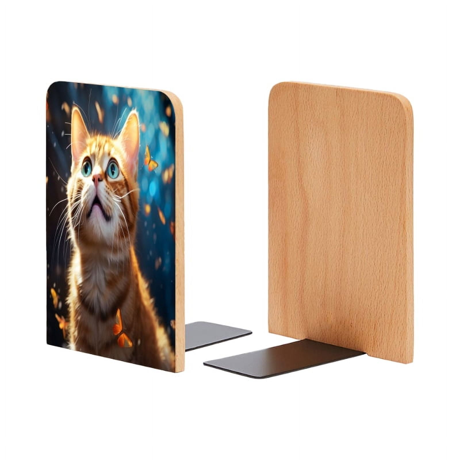 Bookends 1 Pair Non-Skid Bookend Wood Bookends for Shelves Book Stand ...