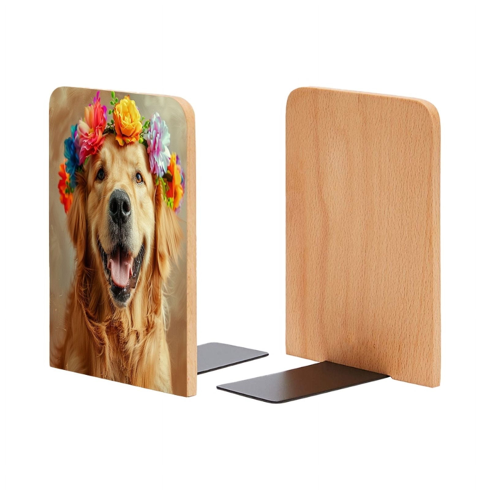 Bookends 1 Pair Non-Skid Bookend Wood Bookends for Shelves Book Stand ...