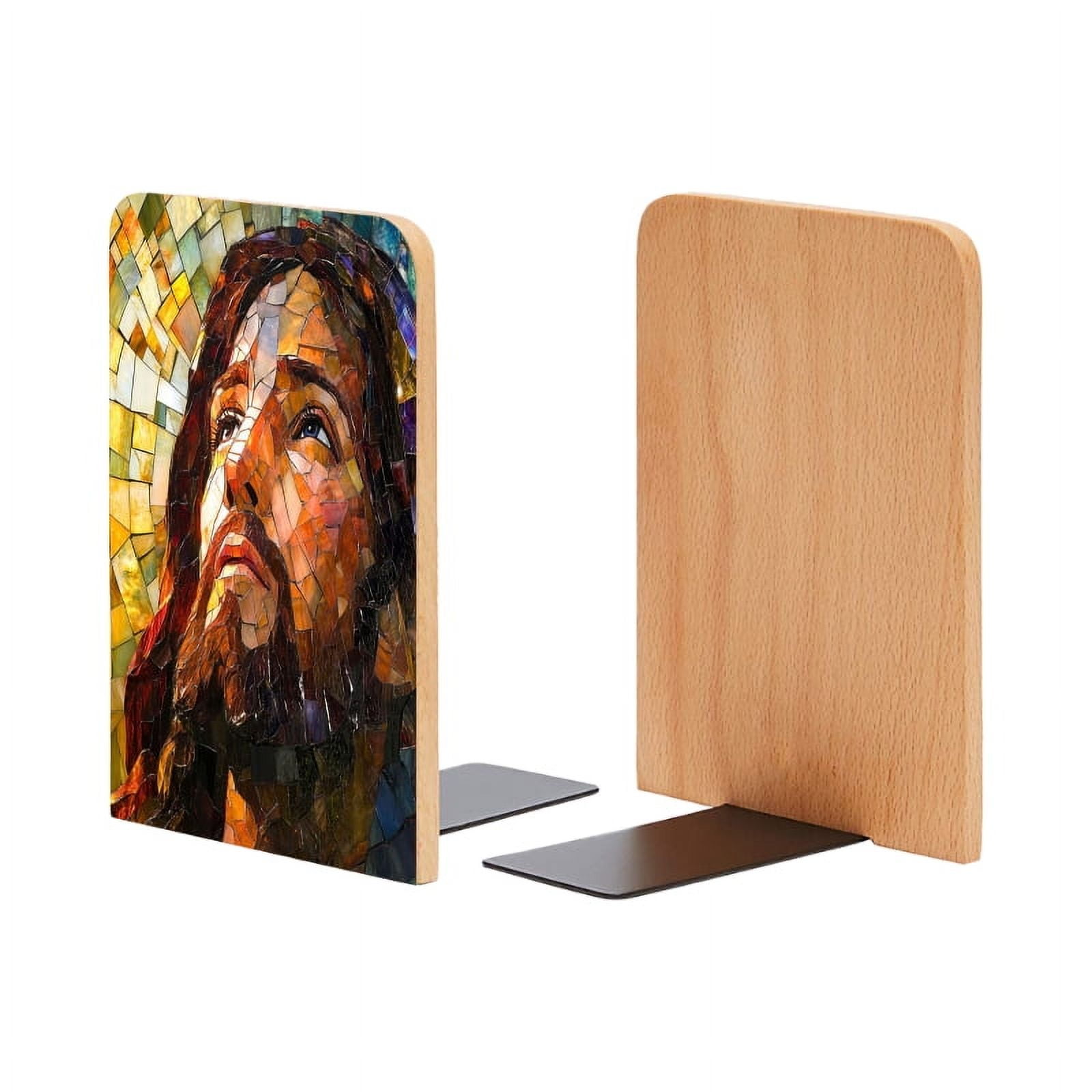 Bookends 1 Pair Non-Skid Bookend Wood Bookends for Shelves Book Stand ...