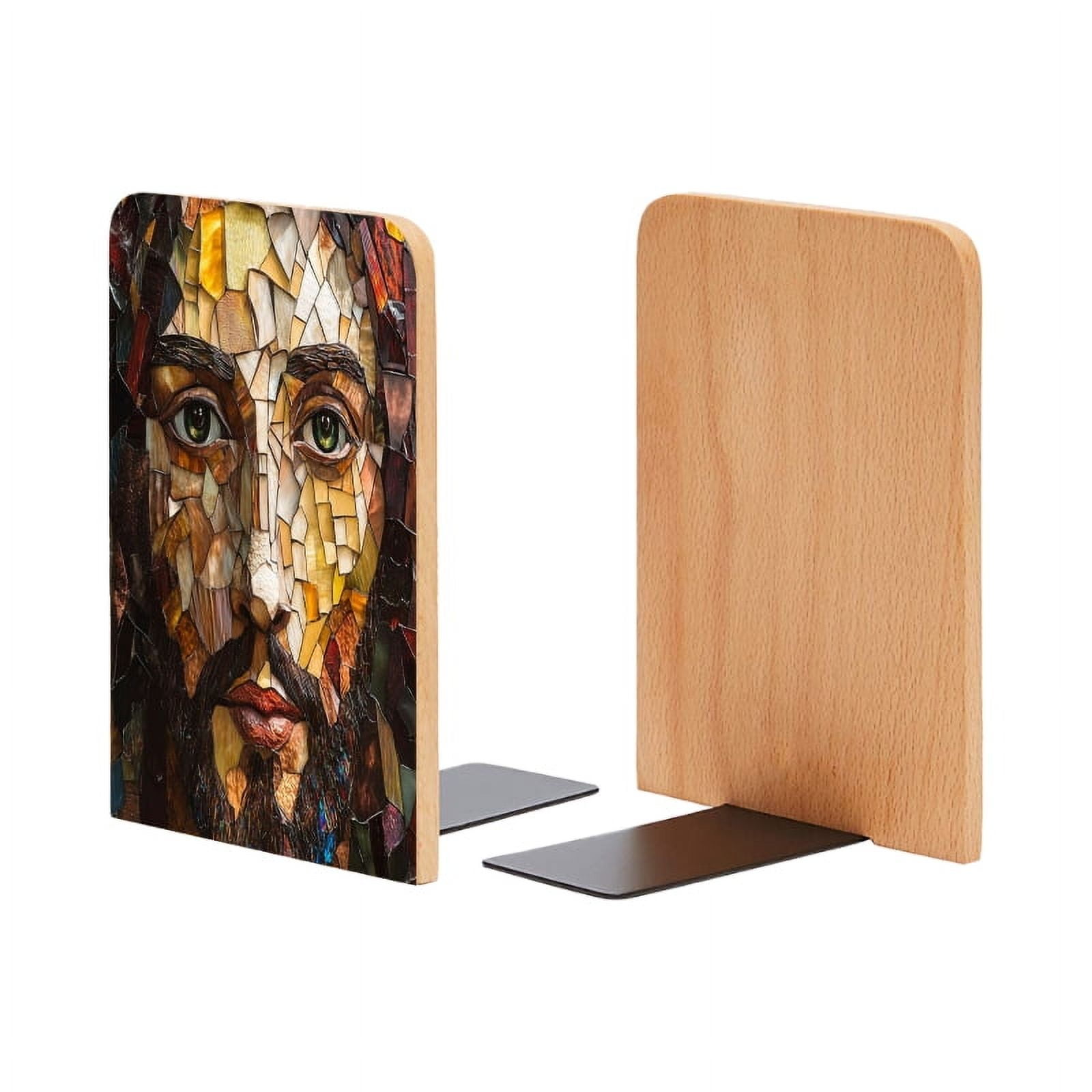 Bookends 1 Pair Non-Skid Bookend Wood Bookends for Shelves Book Stand ...