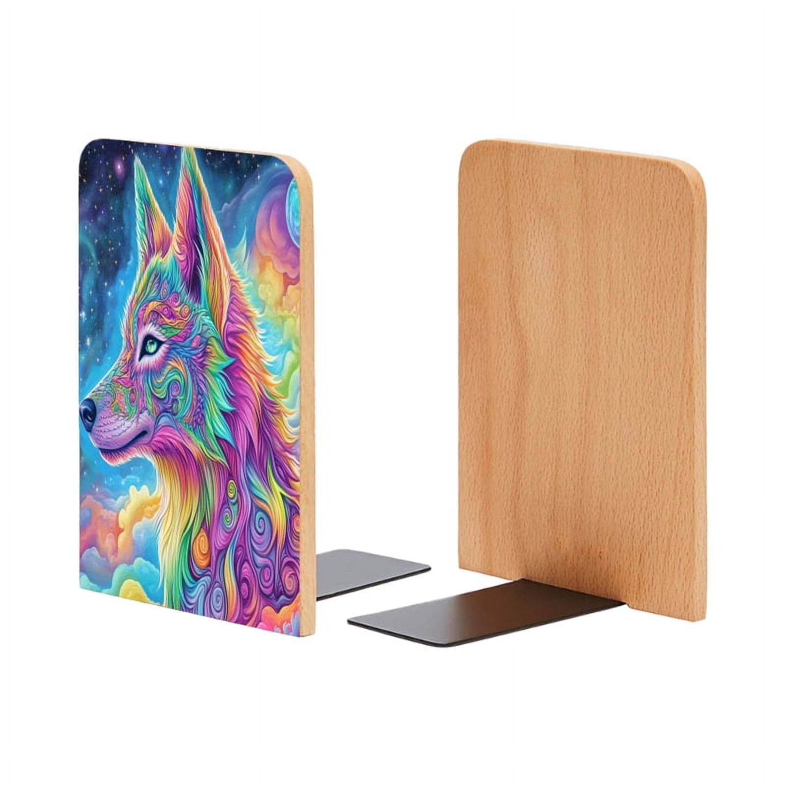 Bookends 1 Pair Non-Skid Bookend Wood Bookends for Shelves Book Stand ...