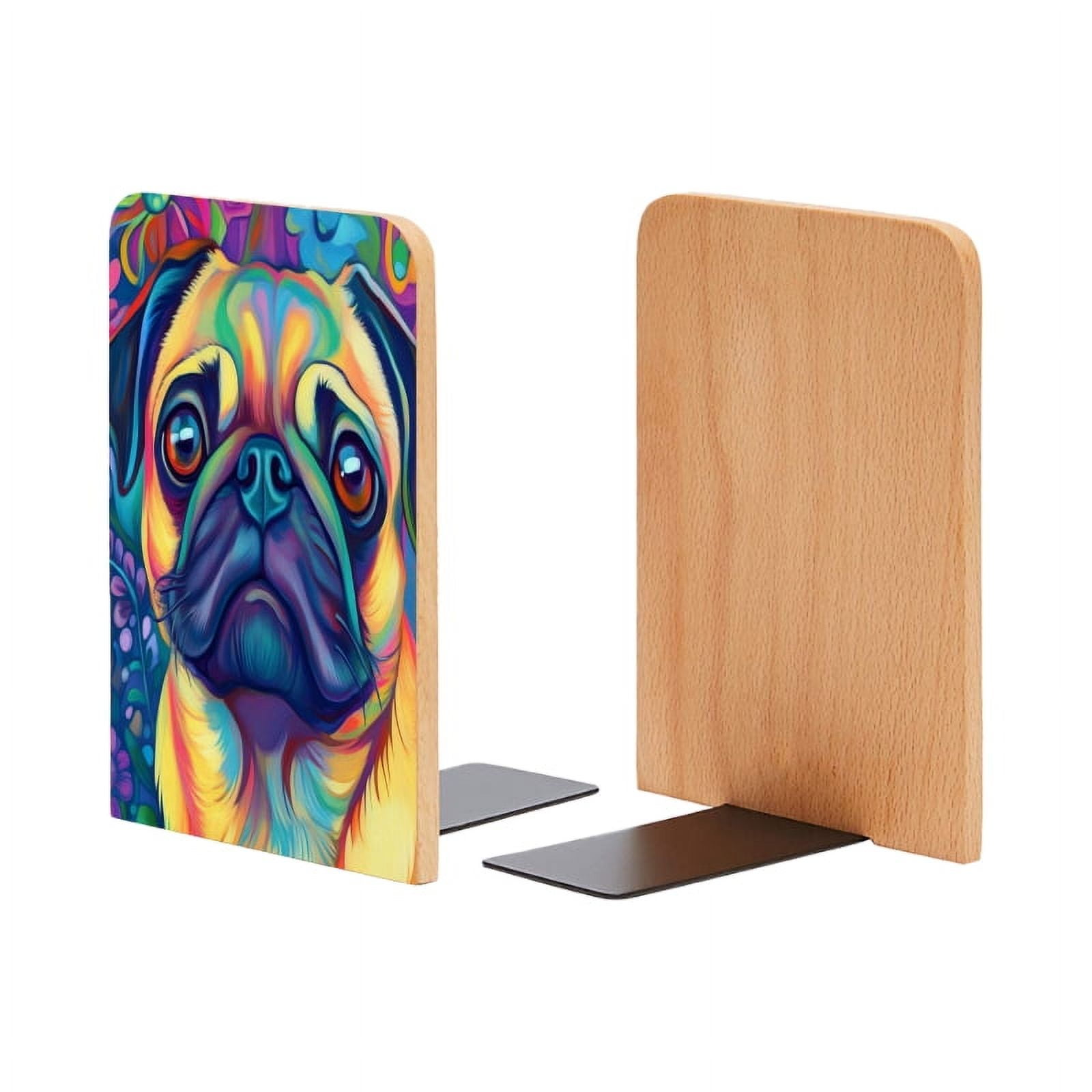 Bookends 1 Pair Non-Skid Bookend Wood Bookends for Shelves Book Stand ...