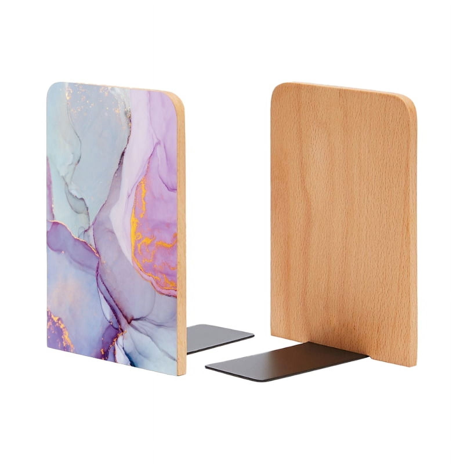 Bookends 1 Pair Non-Skid Bookend Wood Bookends for Shelves Book Stand ...