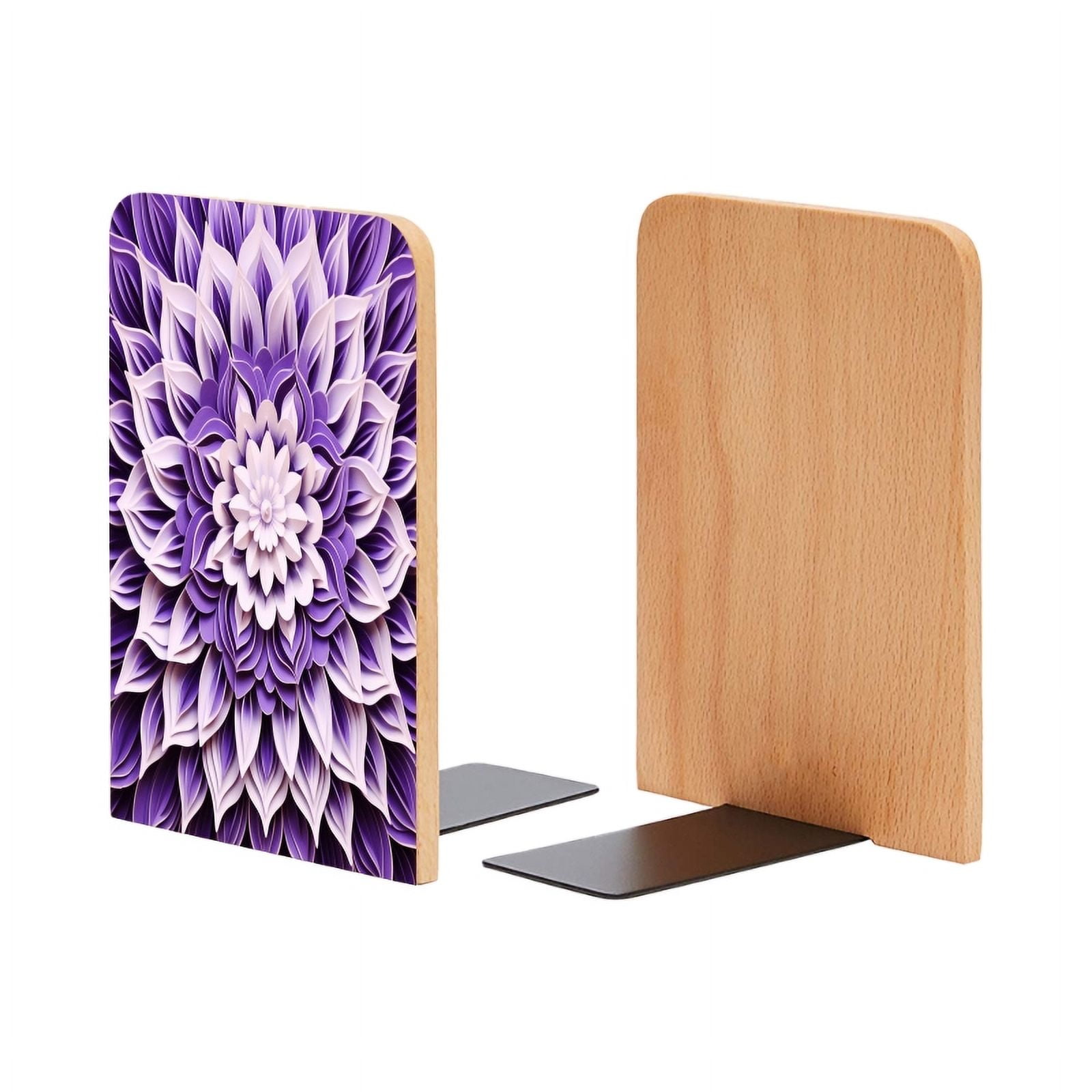 Bookends 1 Pair Non-Skid Bookend Wood Bookends for Shelves Book Stand ...