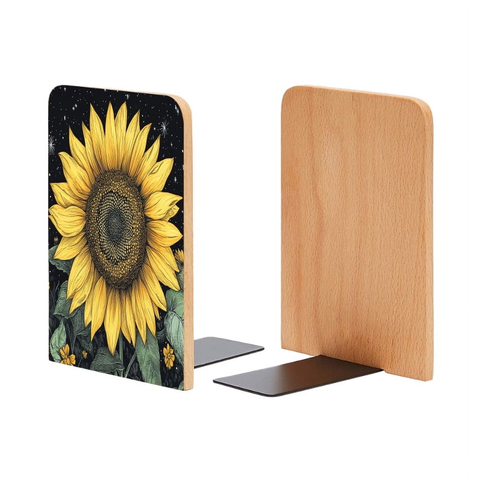 Bookends 1 Pair Non-Skid Bookend Wood Bookends for Shelves Book Stand for CDs - Radiant ...