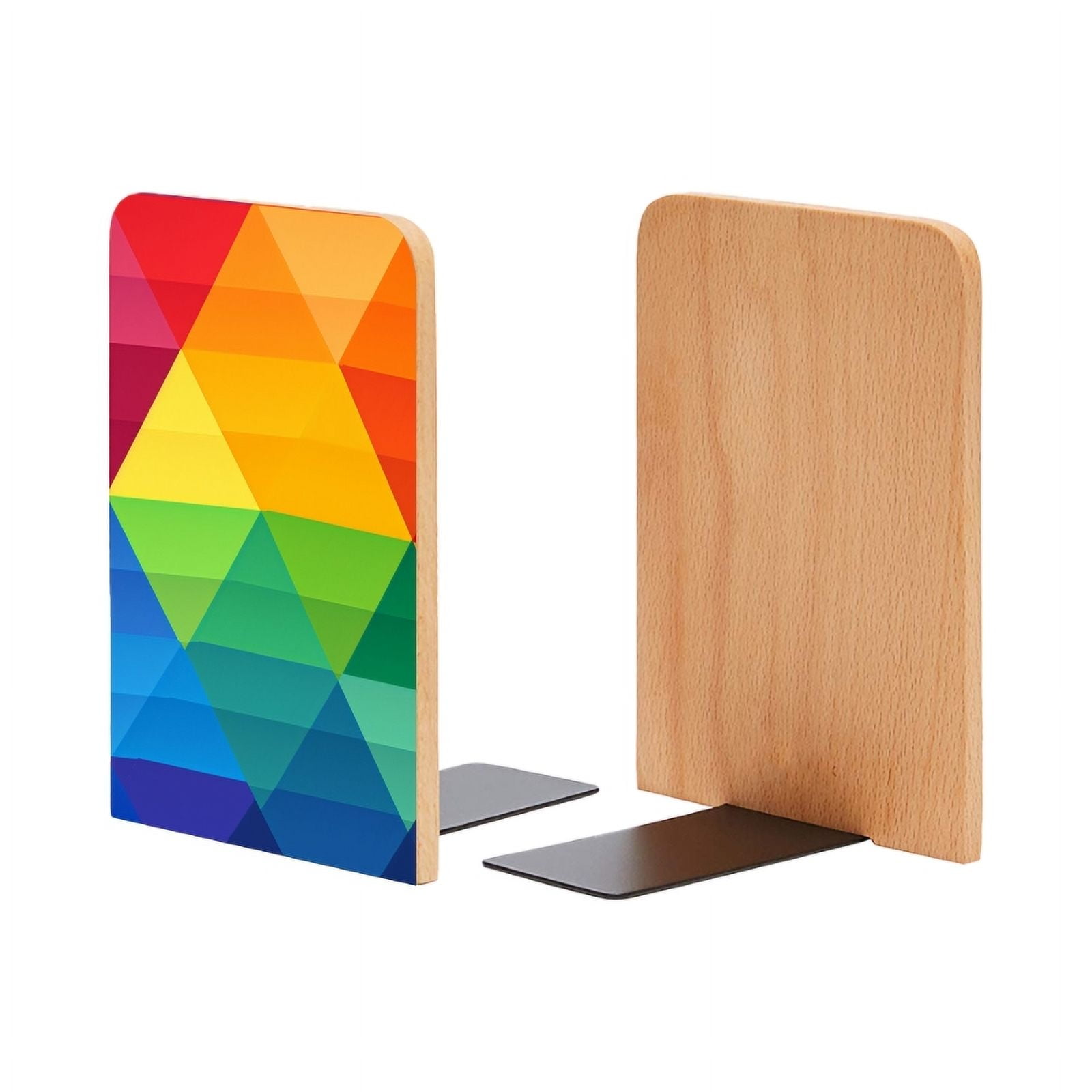 Bookends 1 Pair Non-Skid Bookend Wood Bookends for Shelves Book Stand ...