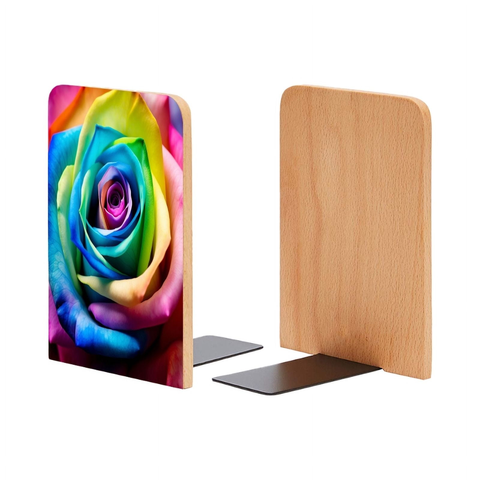 Bookends 1 Pair Non-Skid Bookend Wood Bookends for Shelves Book Stand ...